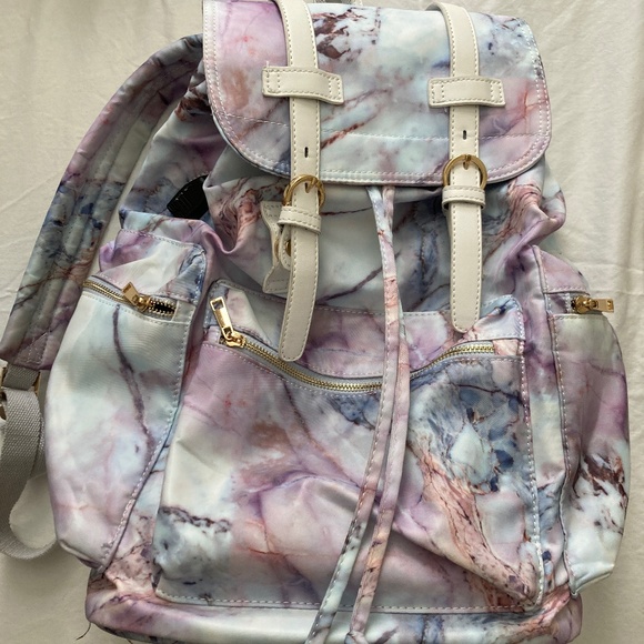 Bags | Purple Marble Backpack | Poshmark